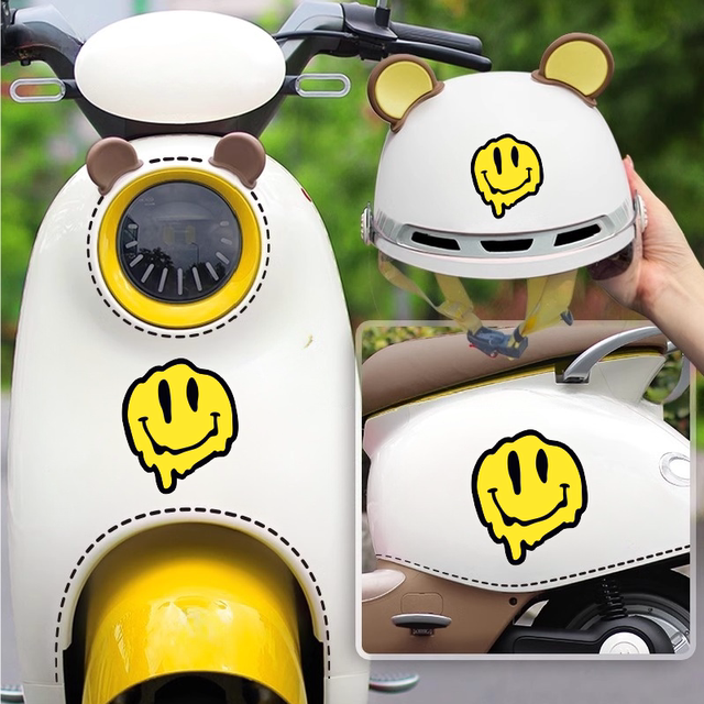 Car sticker melted smiley face personality Creative body cover scratch ...