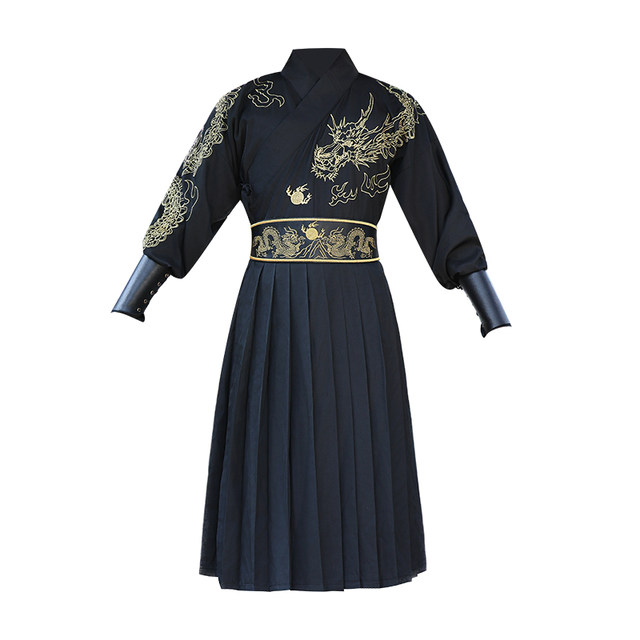 New original Hanfu Dragon Flame Heavy embroidery hand pleated flying ...