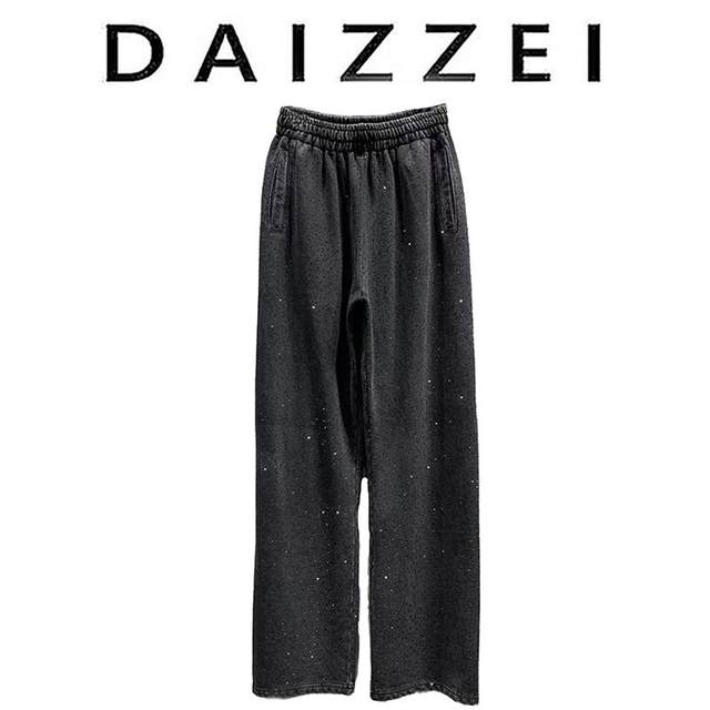 DAIZZEI~Design-sensing elastic waist straight pants, diamond-drill ...