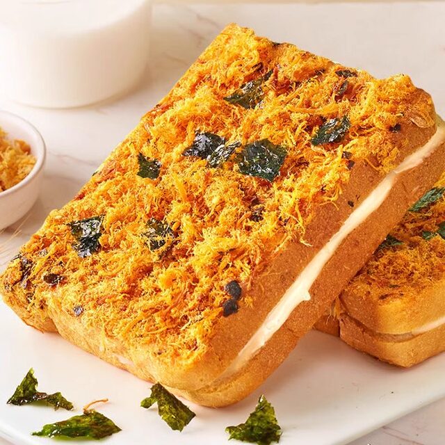 Seaweed and meat floss toast bread whole box breakfast nutrition ...