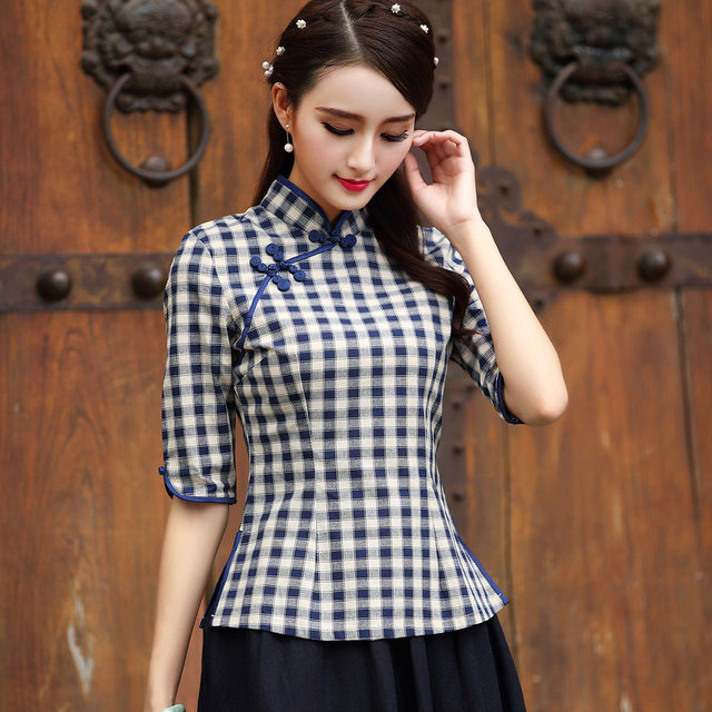 2025 new spring and summer women's Tang suit tops Republic of China ...