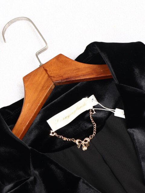 Xuan Ying Landi Spring 2025 New Gold Velvet Small Suit Suit Collar Long ...