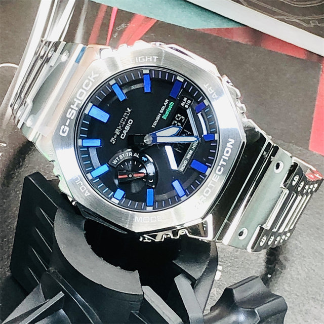 Casio Farmhouse Oak Metal Case GSHOCK Bluetooth Light Energy Watch for ...