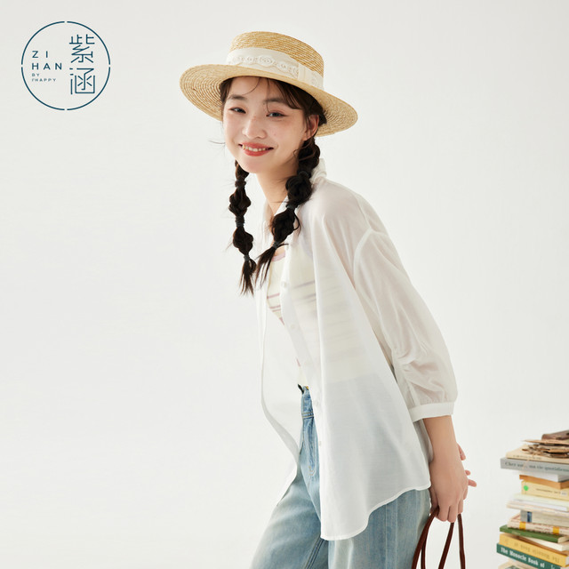 Zihan semi-transparent back slit shirt for women in summer new simple ...