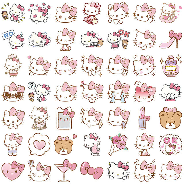 Pink KT cat Katie Hello stickers cute stickers girl hand account ...