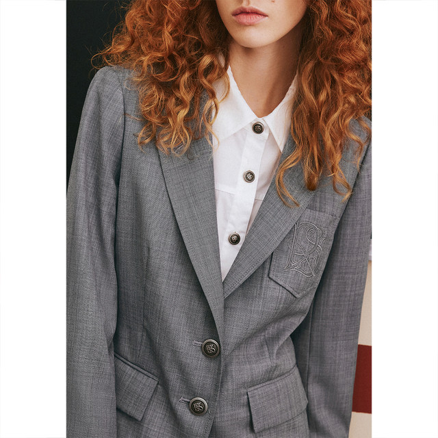 PSALTER Psalm 2023 Autumn Loose College Style Embroidered Wool Blazer