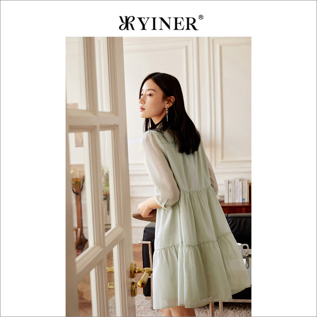 Yiner Yin'er specially selected women's spring chiffon fruit green ...