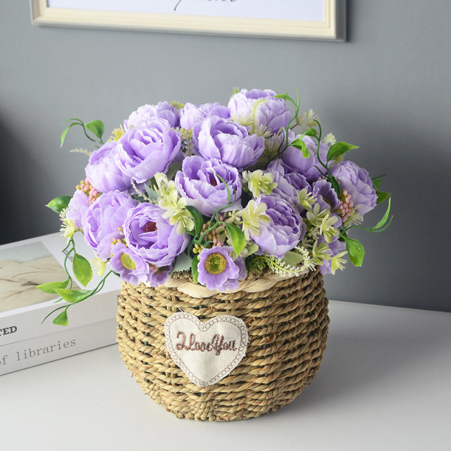 Small flower basket decoration living room woven vase flower ...