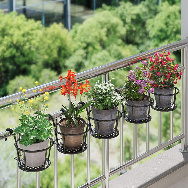 Balcony flower stand, flower pot pot iron, iron suspension railing ...