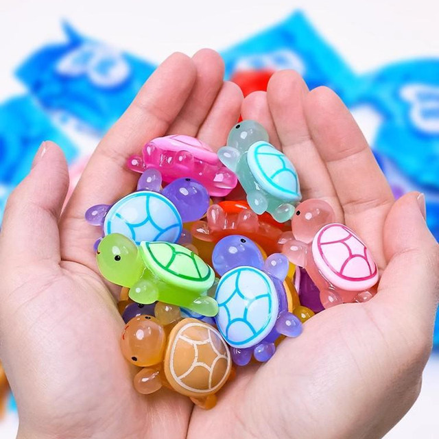 Colorful luminous little turtle toy model ornaments doll ocean luminous ...