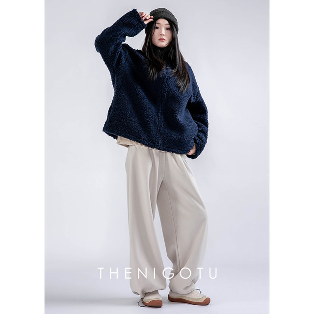 Dorothy 丨 Lazy Wind imitation lamb hair outer set female 2024 new loose ...