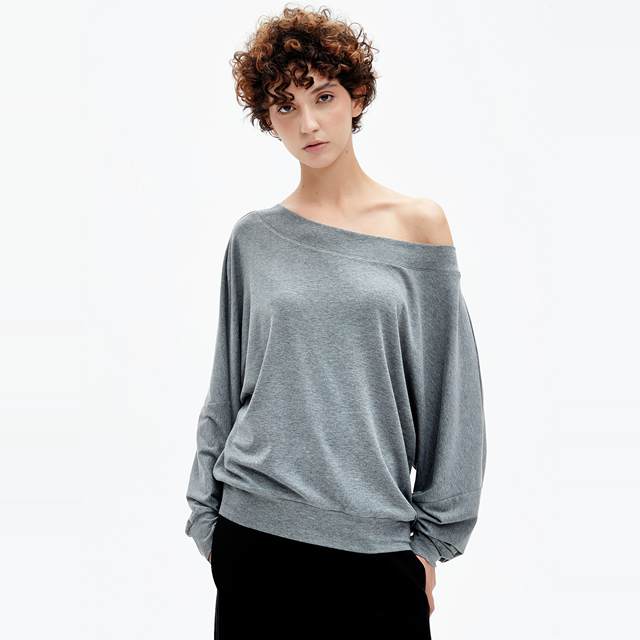 TXLYB off-shoulder one-length neck lazy style loose loose stacked ...