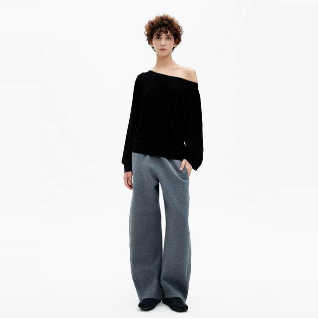 TXLYB off-shoulder one-length neck lazy style loose loose stacked ...