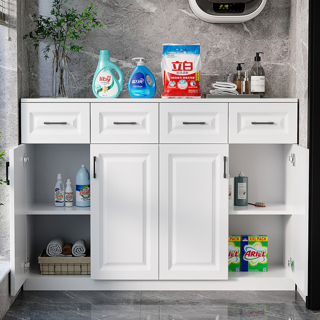 Solid wood balcony storage cabinet sunscreen waterproof hybrid cabinet ...