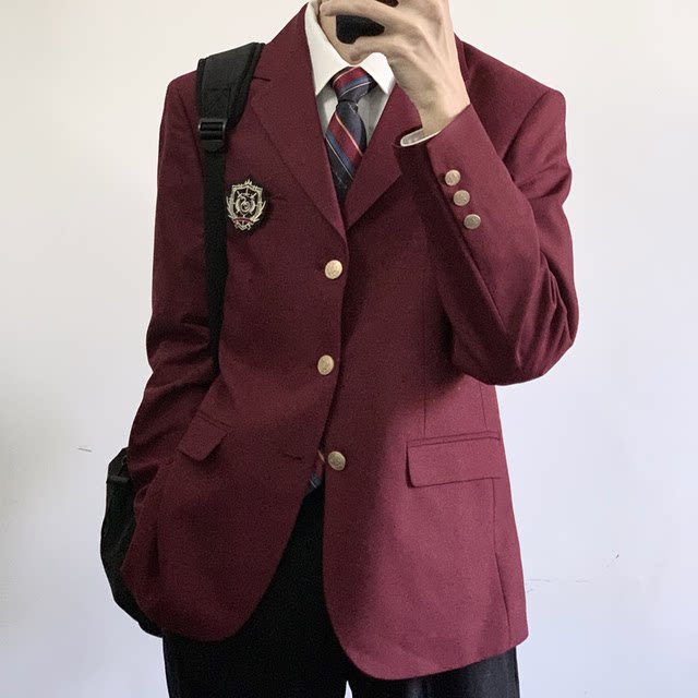 dk college style red blue boys uniform suit coming of age suit jacket ...