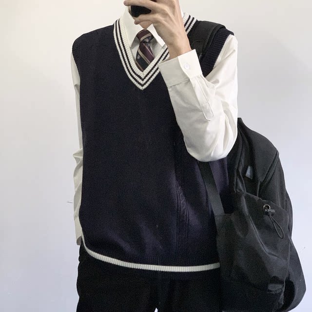 dk uniform genuine striped knitted vest sweater vest vest college style ...