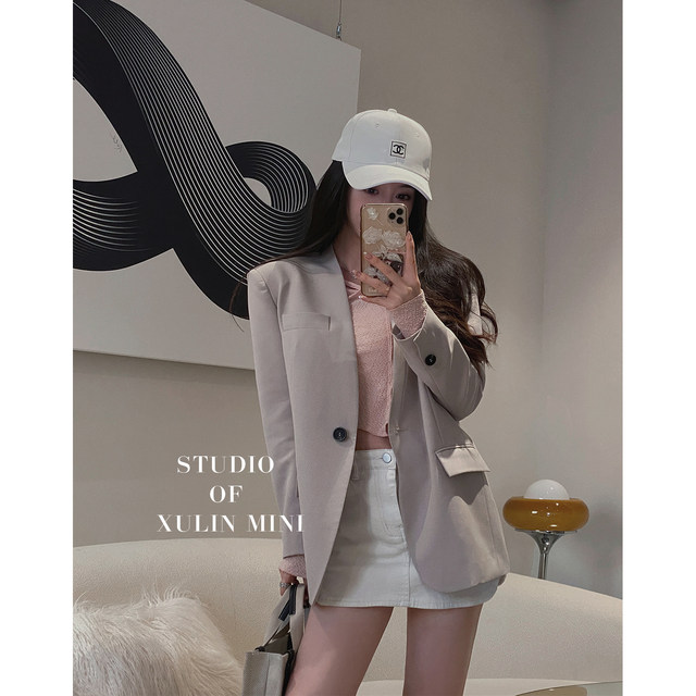 Xu Lin mini collarless suit jacket loose design niche fashion British ...