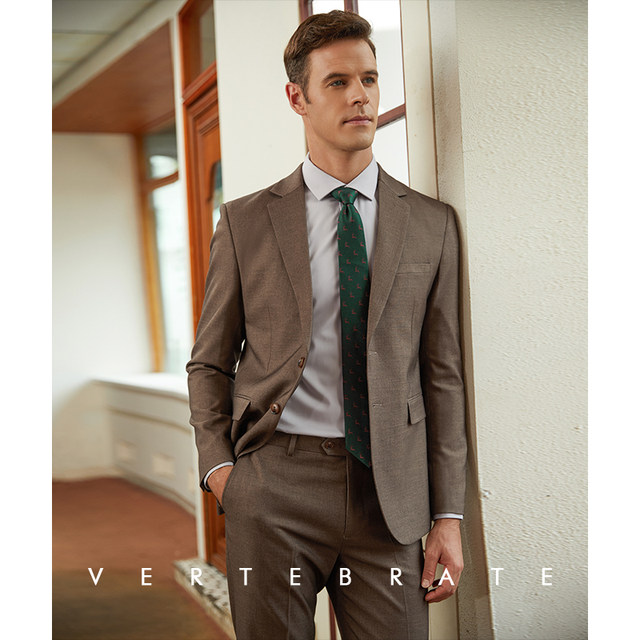 Vertebrate Men's Tencel Wool Fabric Suit Earthy Red Brown Work Clothes ...