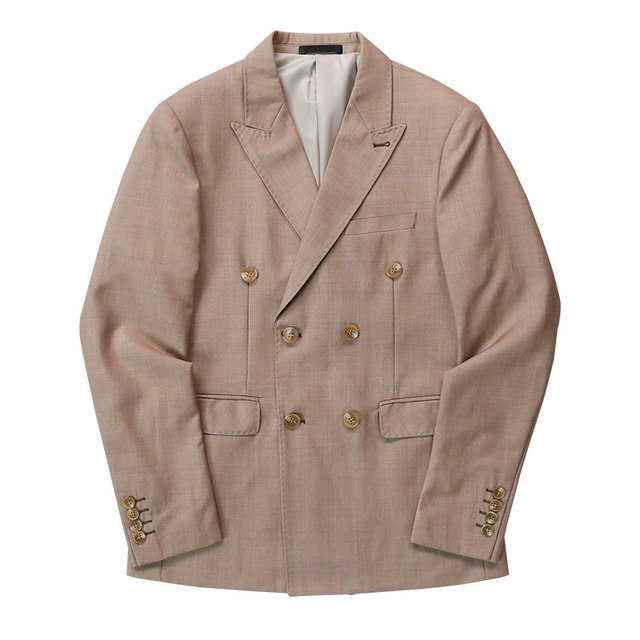 Vertebrates men's double -ribs dual -ribs buckle khaki gentleman suit ...