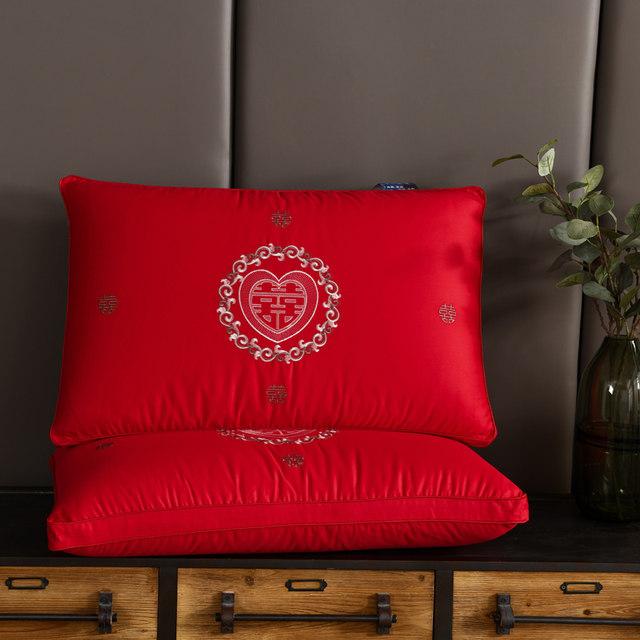 Festive wedding pillow pair, cotton embroidered new style, big red ...