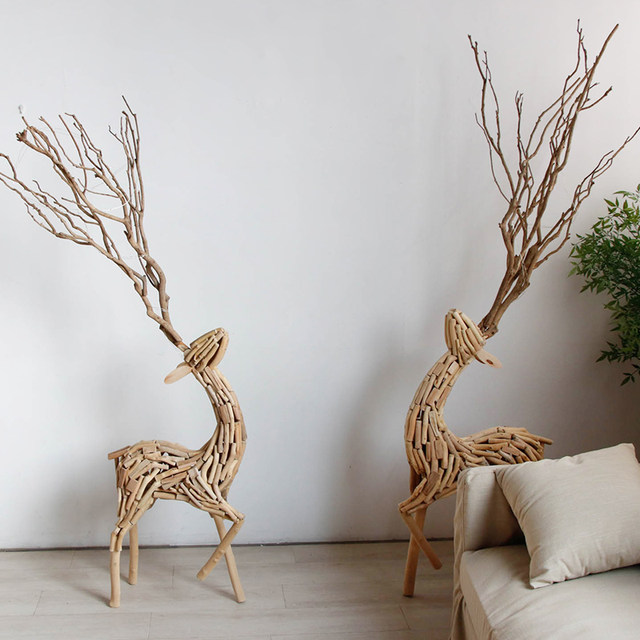 Wooden handmade fortune-telling large New Year decoration deer ...