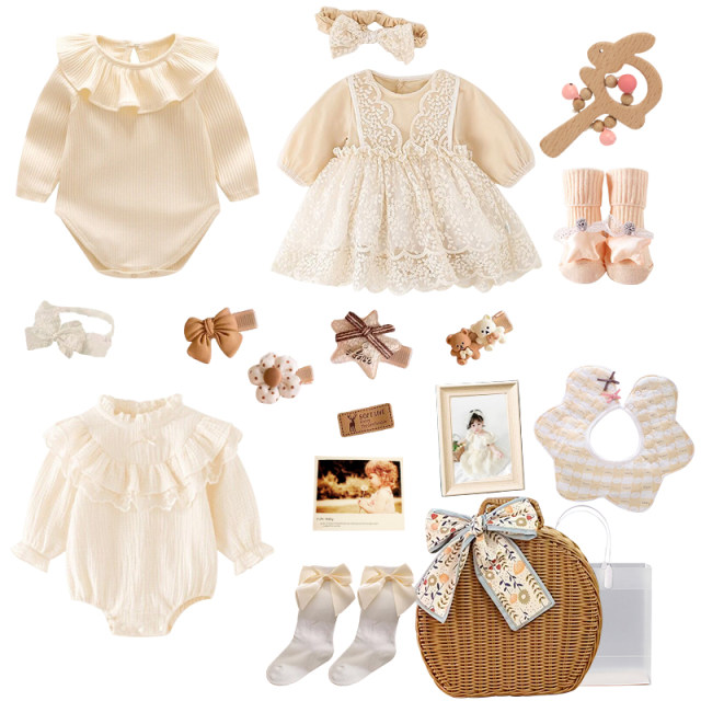 Newborn baby clothes gift box Girls 100 days meet the gift set of ...