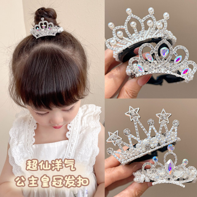 Children's crown tiara princess hair clip 2025 new style girls buns ...