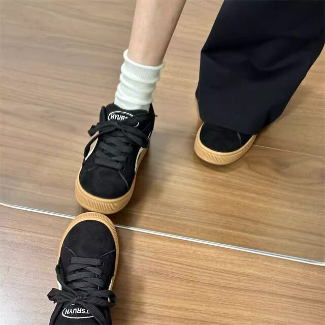 Retro niche classic black fur bread shoes for women ins tide high ...