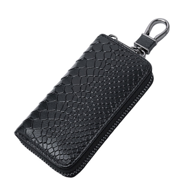 Universal large-capacity genuine leather key bag for men with zipper ...