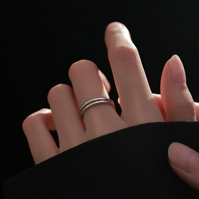 Singapore chomel Kinsey925 pure silver double -layer ring women's vegetarian circle opening ...