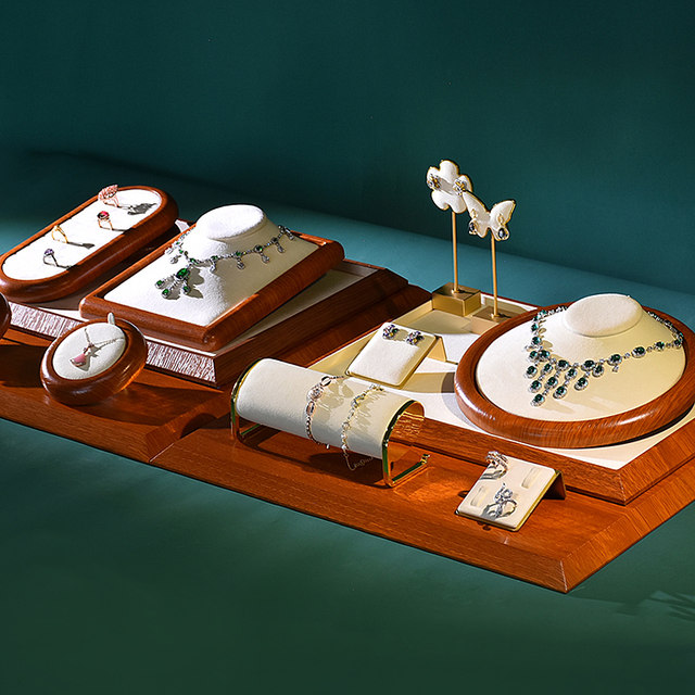 Jinsky solid wood grain jewelery display props set high -end ring ...