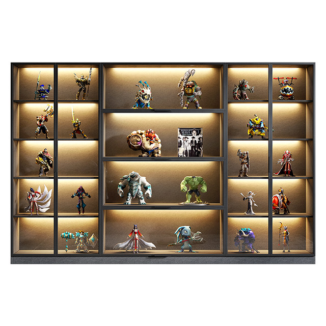 Light luxury glass door solid wood dustproof Lego figure model display ...