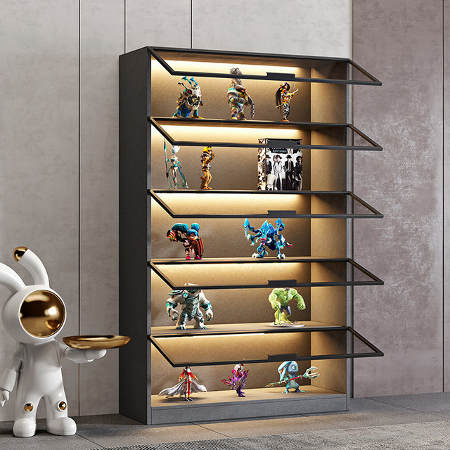 Solid wood glass door hand-made display cabinet Lego toy locker statue ...