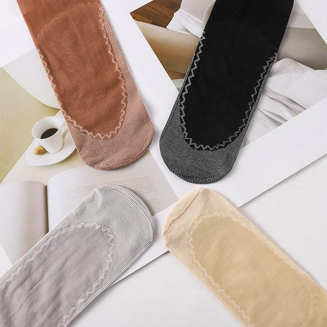 20 Women's Thin Socks Black Ultra-Thin Invisible Crystal Silk Wear ...