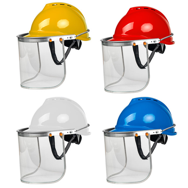 Hard hat mask full face protection transparent cutting splash anti ...