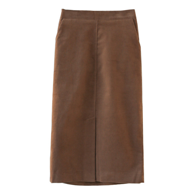 Cotton light core skirt female medium long front split straight tube ...