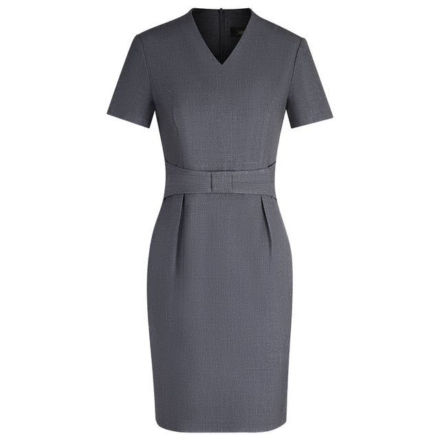Summer short-sleeved V-neck dress professional work clothes set OL ...