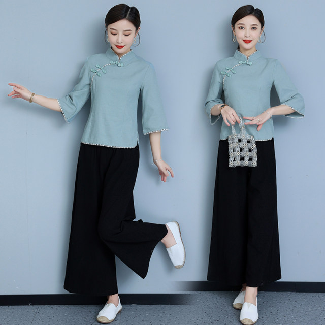Retro women's clothing Chinese tops Chinese style Tang suits modified ...