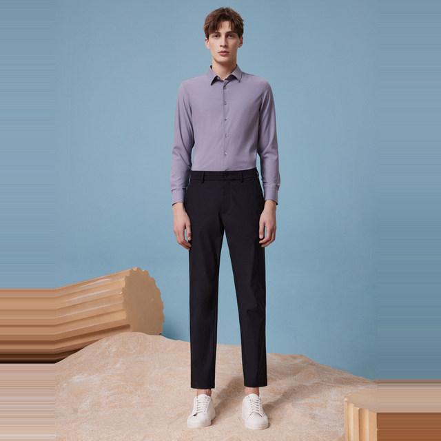 Ivan Modal Stretch Shirt Men's Gray Blue Premium Business Slim Men's ...