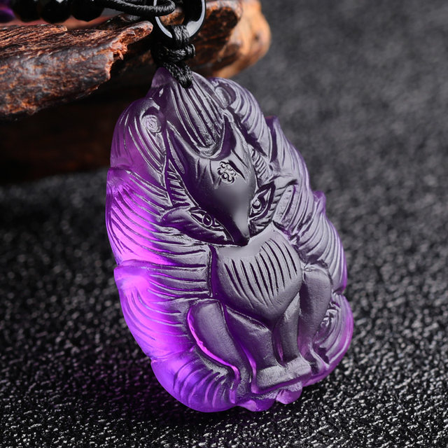 Uruguay natural amethyst nine-tailed fox pendant for men and women ...