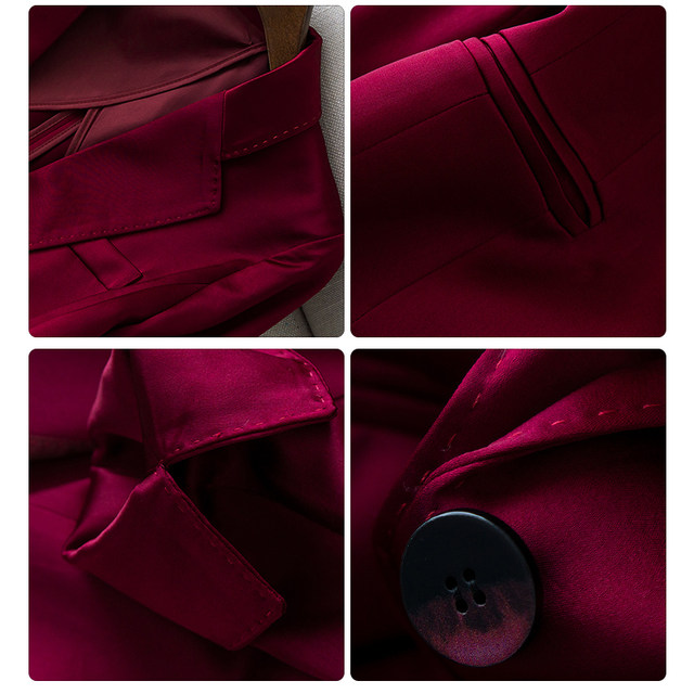 Pure beauty Bordeaux burgundy imported triacetic acid suit spring new ...