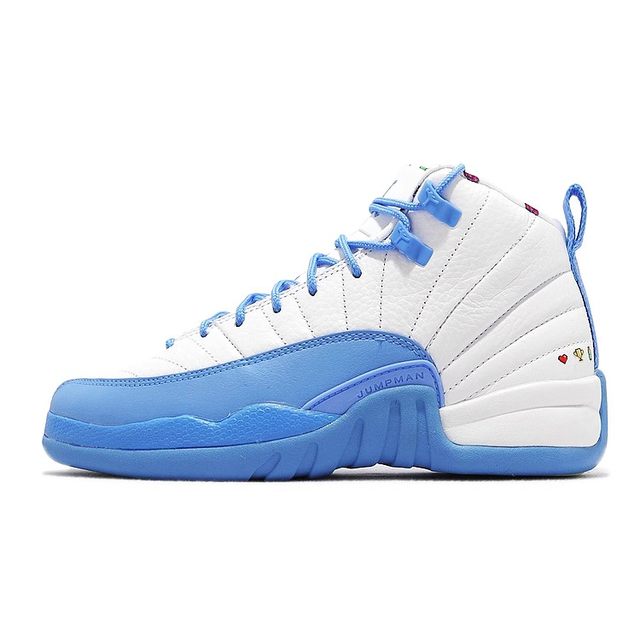 Air Jordan 12 AJ12 GS card blue big children retro basketball shoes ...