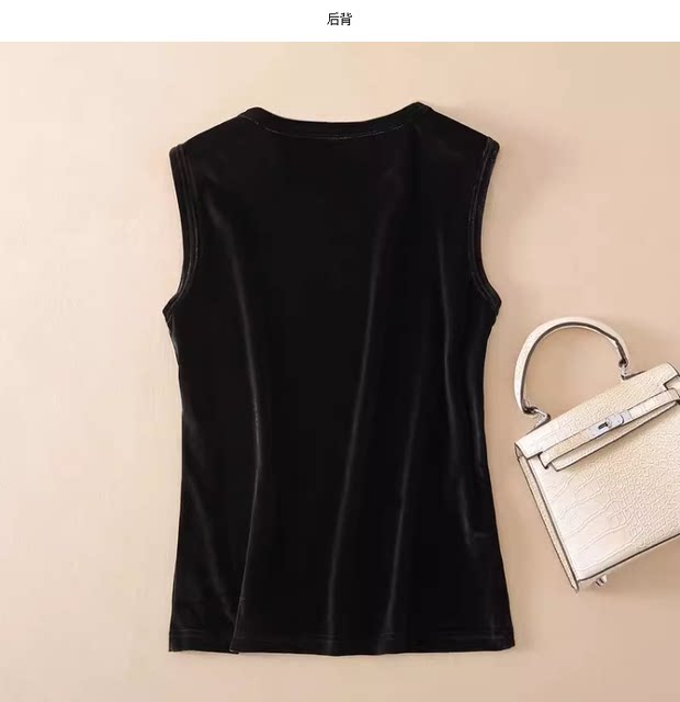 Autumn and winter elegant golden velvet sleeveless inside vest top ...