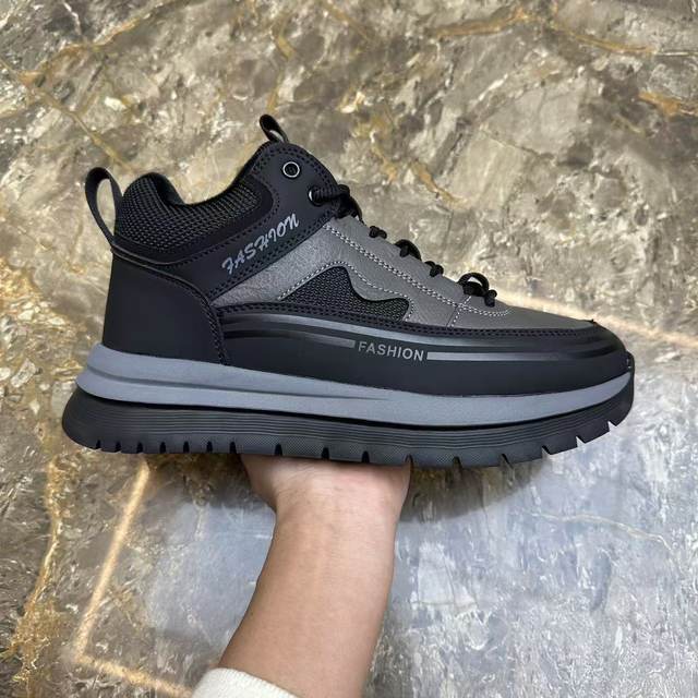 Autumn and winter leather noodles men's shoes color -colored thick ...