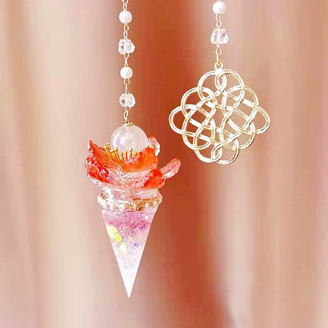 Lingbing natural white crystal resin wealth-seeking pendant set full ...