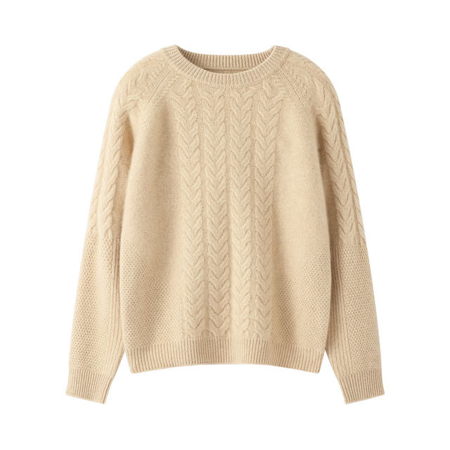 New autumn and winter 100% pure cardigan for women round neck twist ...