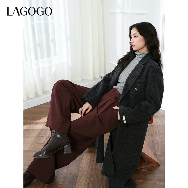 LAGOGO La Valley Mao Woo Wary Large Woman 2024 Winter New Gray Jacket