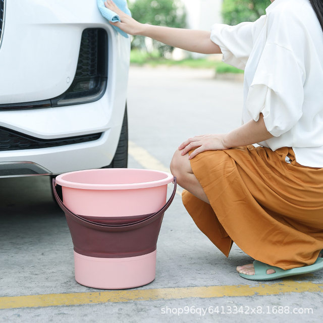 Car-mounted, convenient travel-style folding bucket for washing fishing ...