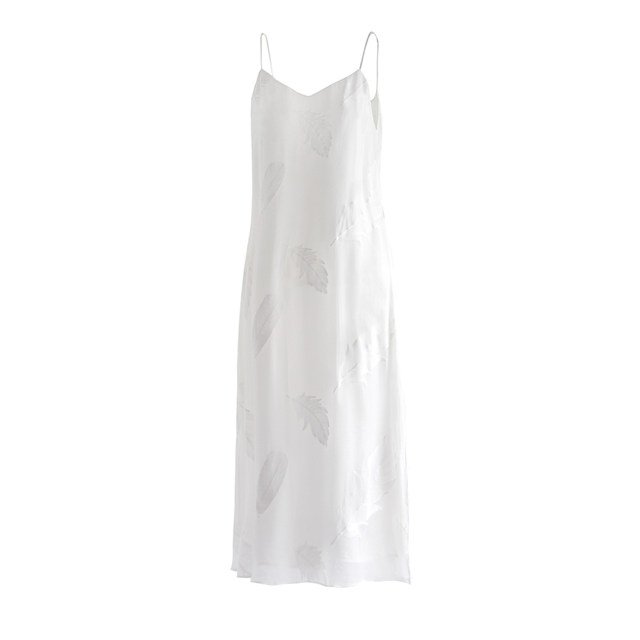 YuanYin Feather Summer Retro Chic Long White Suspender Casual Dress ...