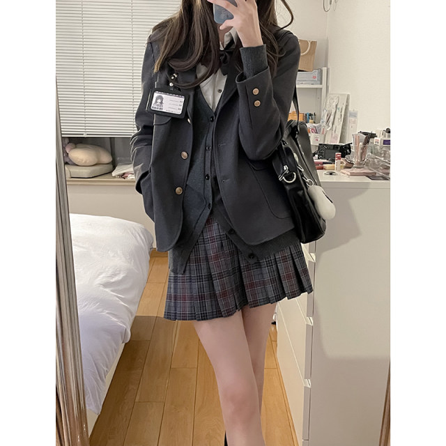 Original genuine JK suit women's gray uniform school style suit jacket ...